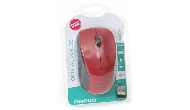 Omega mouse OM-412 Wireless, red - Mice - Nordic Digital