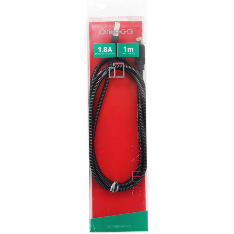 Omega cable Lightning Metal 1m, black (44212) - Cables - Photopoint