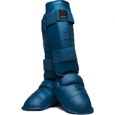 Karate shin-foot protector Matsuru, velcro closure, approved WKF M blue ...