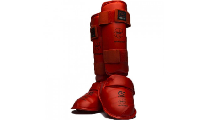 Karate shin-foot protector Matsuru, velcro closure, approved WKF L red ...