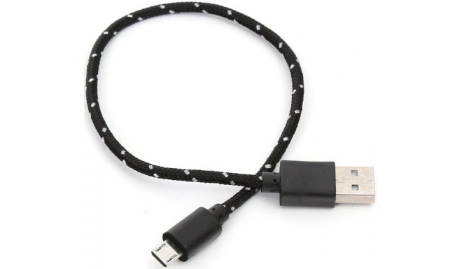 Omega cable microUSB 0.3m braided, black (43578) - Cables - Photopoint