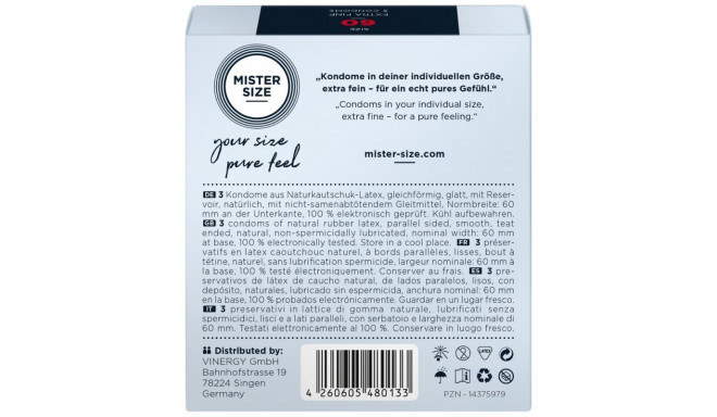 Mister Size condoms 60mm 3pcs - Prezervatīvi - Photopoint