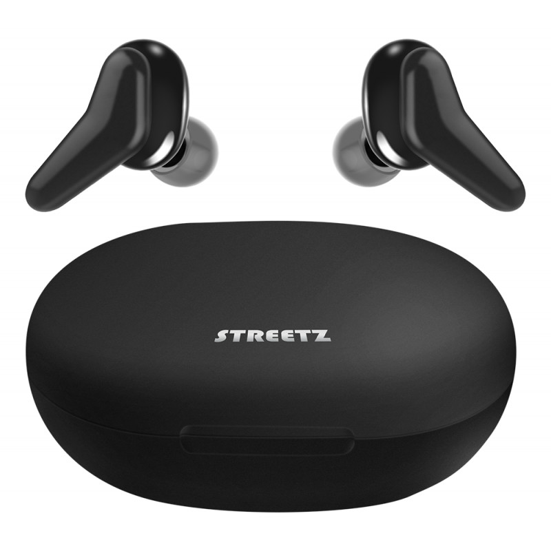 Wireless earbuds STREETZ with charging case, in-ear, TWS, BT 5, black ...