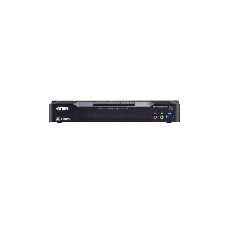 ATEN 2-Port 4K DisplayPort Dual Display Mini-Matrix Boundless KVM ...