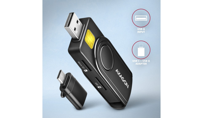 Axagon smart card reader + USB-C adapter CRE-SMP2A - Smartcard readers ...