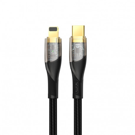 XO Clear cable NB-Q223A USB-C - Lightning 1,0 m 27W black - Cables - Photopoint