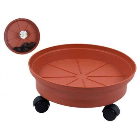 Flowerpot base plate with wheels 32cm, brown - Flower pots & stands ...