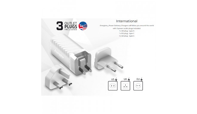 Energizer Ultimate - Multiplug EU / UK / US GaN USB-C & USB-A 65W PD ...
