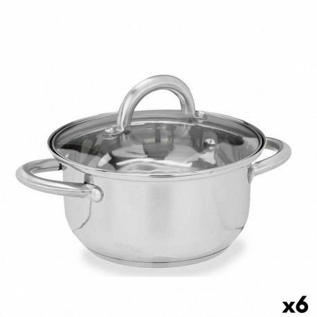 Kastrul klaasist kaanega Hõbedane Roostevaba teras 27 x 10 x 19,5 cm (6 ...