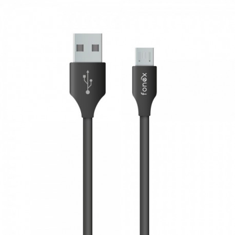 Data Cable USB to Micro USB 12W 1.5m By Fonex Black - Cables - Photopoint
