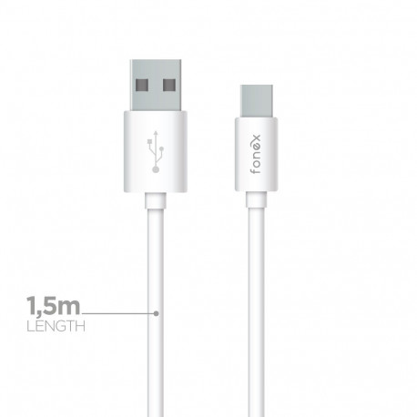 Data Cable USB to Type-C 25W 1.5m By Fonex White - Cables - Photopoint