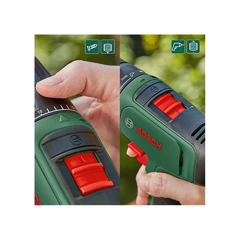 Bosch Cordless drill EasyDrill 1200 + bit and drill set (green/black ...