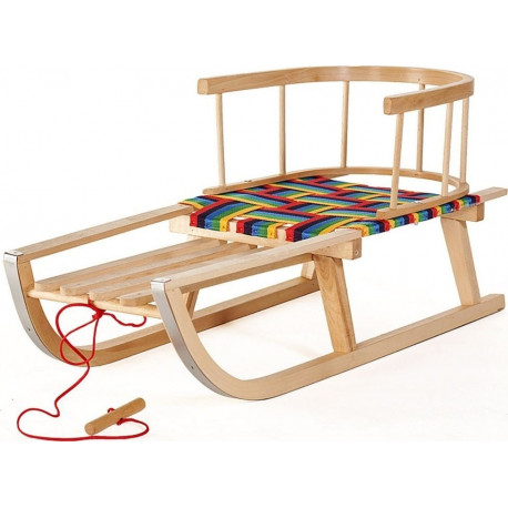 GreenBlue Wooden sled with brown backrest (GB138) - Sledges & gliders ...