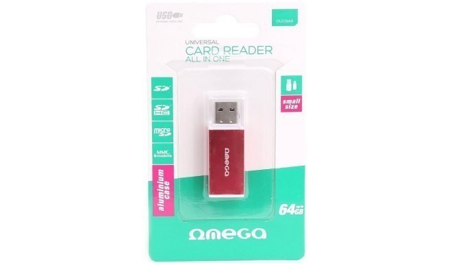 Omega card reader OUCRAR, red (42026) - Memory card readers - Nordic ...