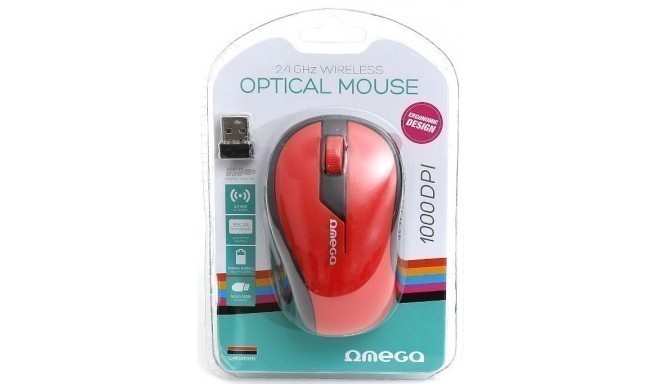 Omega mouse OM-415 Wireless, red/black - Mice - Nordic Digital