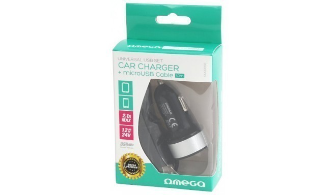 Omega car power adapter 2xUSB + cable, silver (42545) - USB chargers ...